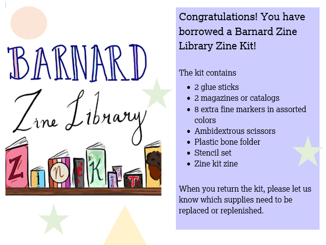 Circulating Zine Kits | Barnard Zine Library